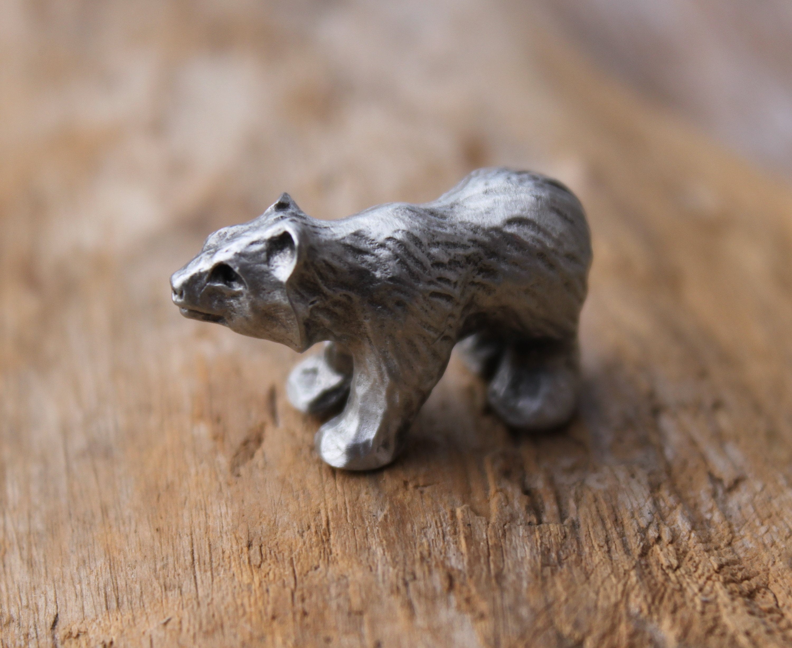 Bear Figurine Made of Fine Pewter Small Miniature Mini Pocket Charm ...
