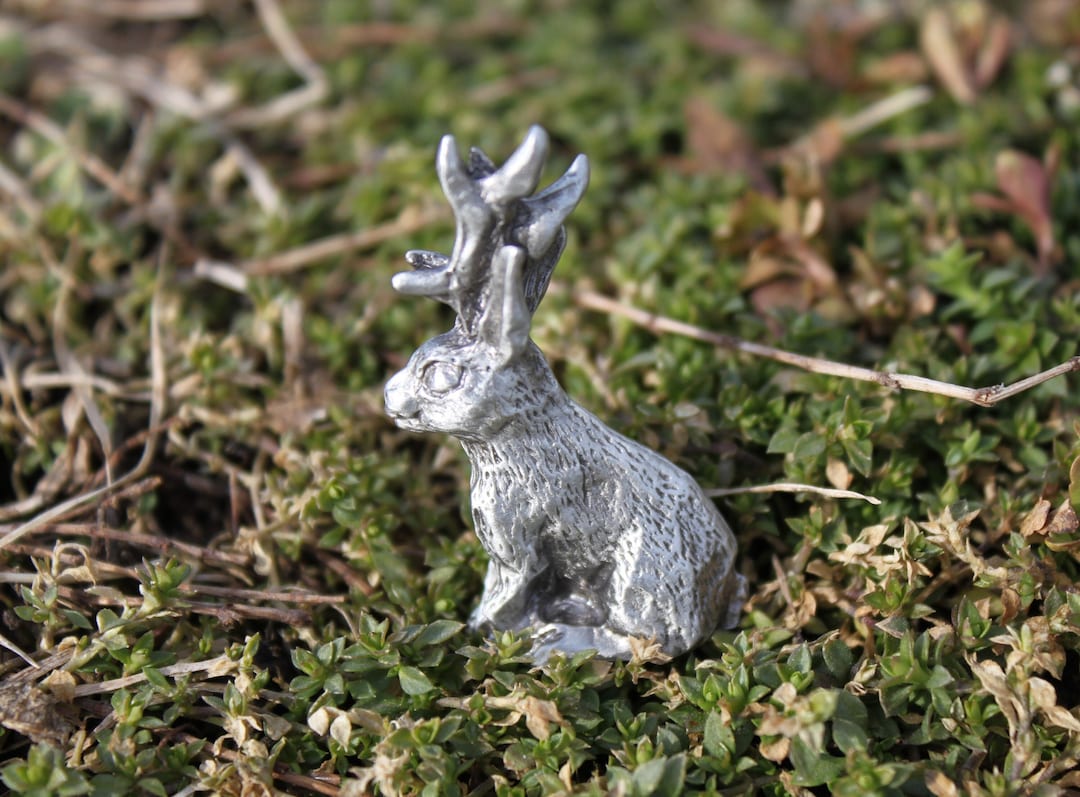 Lead Free Pewter Jackalope Figurine Animal Game Piece Small Gift Rabbit ...