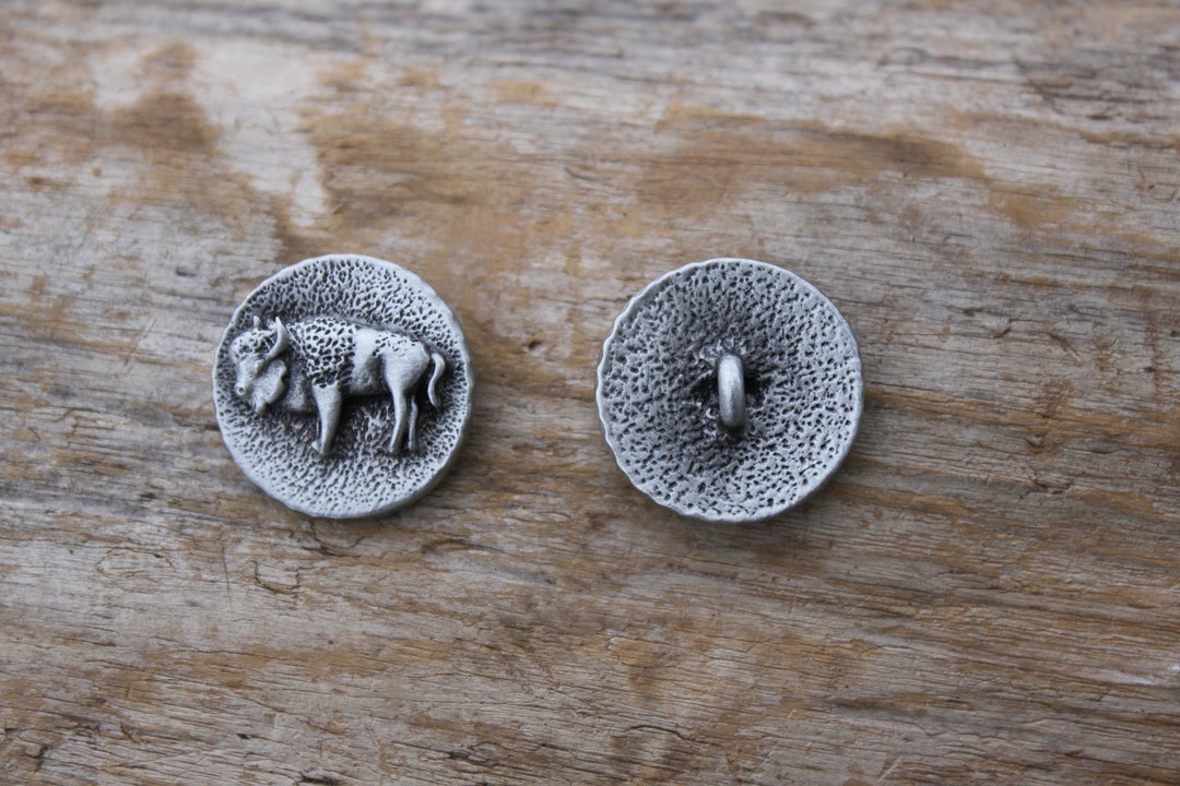 Lead Free Pewter Buffalo Button Set of 2 Buttons Western Set of Buttons ...