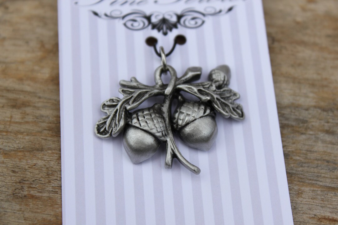 Hastings Pewter Lead Free Pewter Acorns Necklace Pendant Large Charm ...