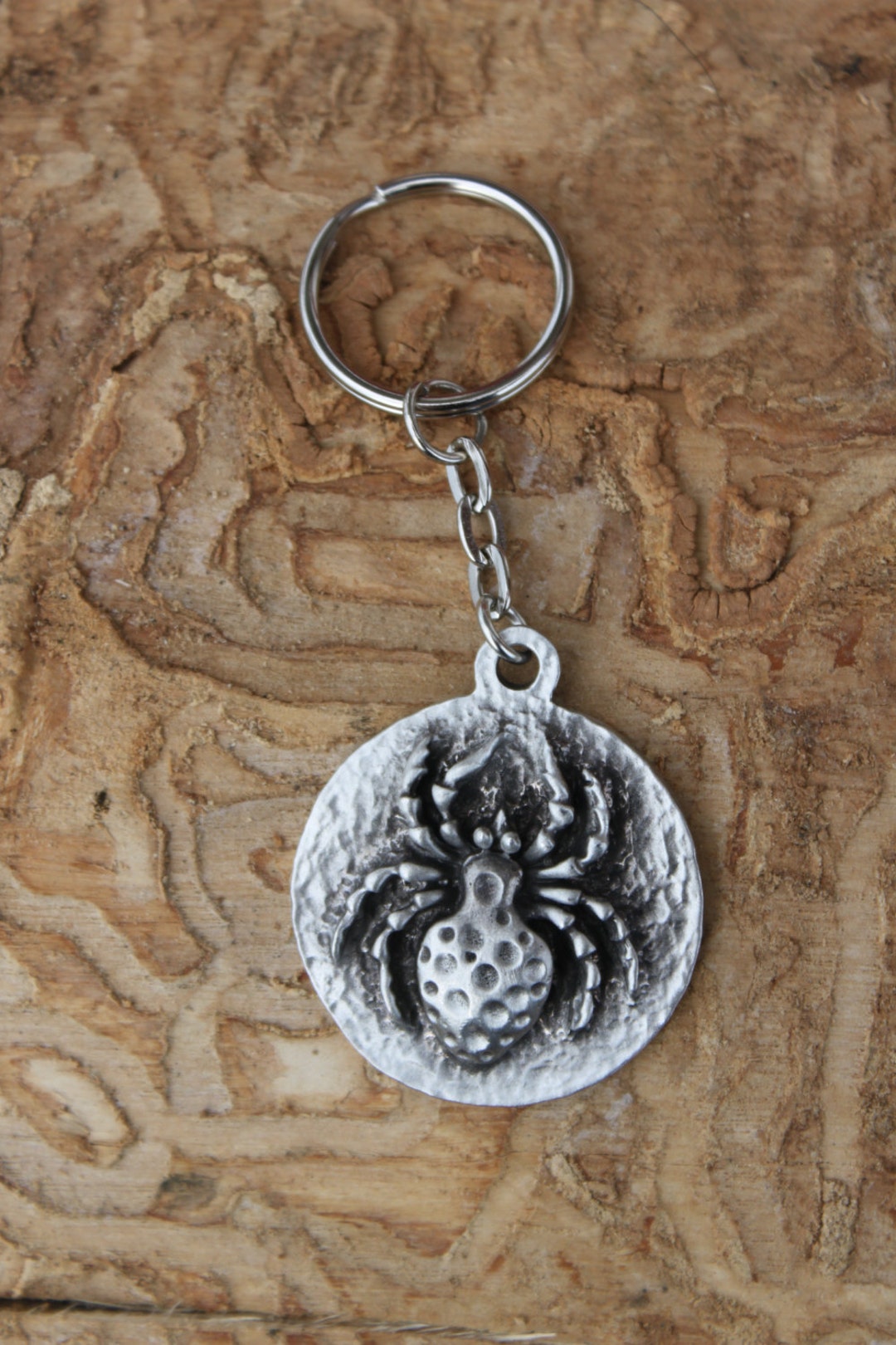 Hand Made Lead Free Pewter Spider Keychain Pendant Key Chain Made in ...