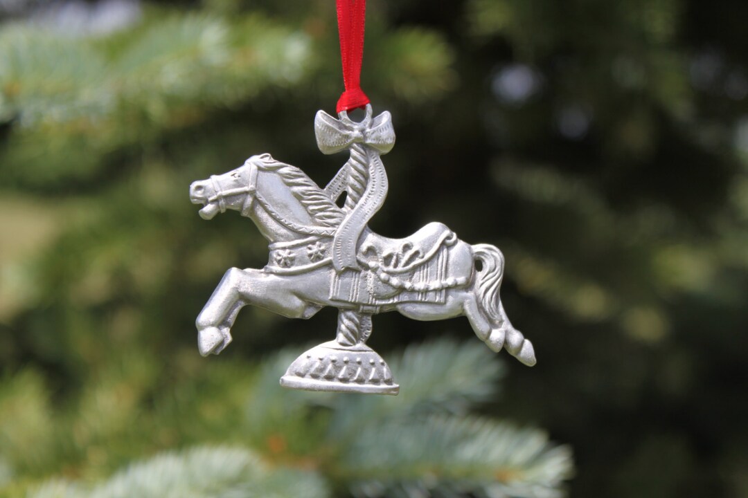 Lead Free Pewter Carousel Horse Ornament Horses Decoration Stocking ...