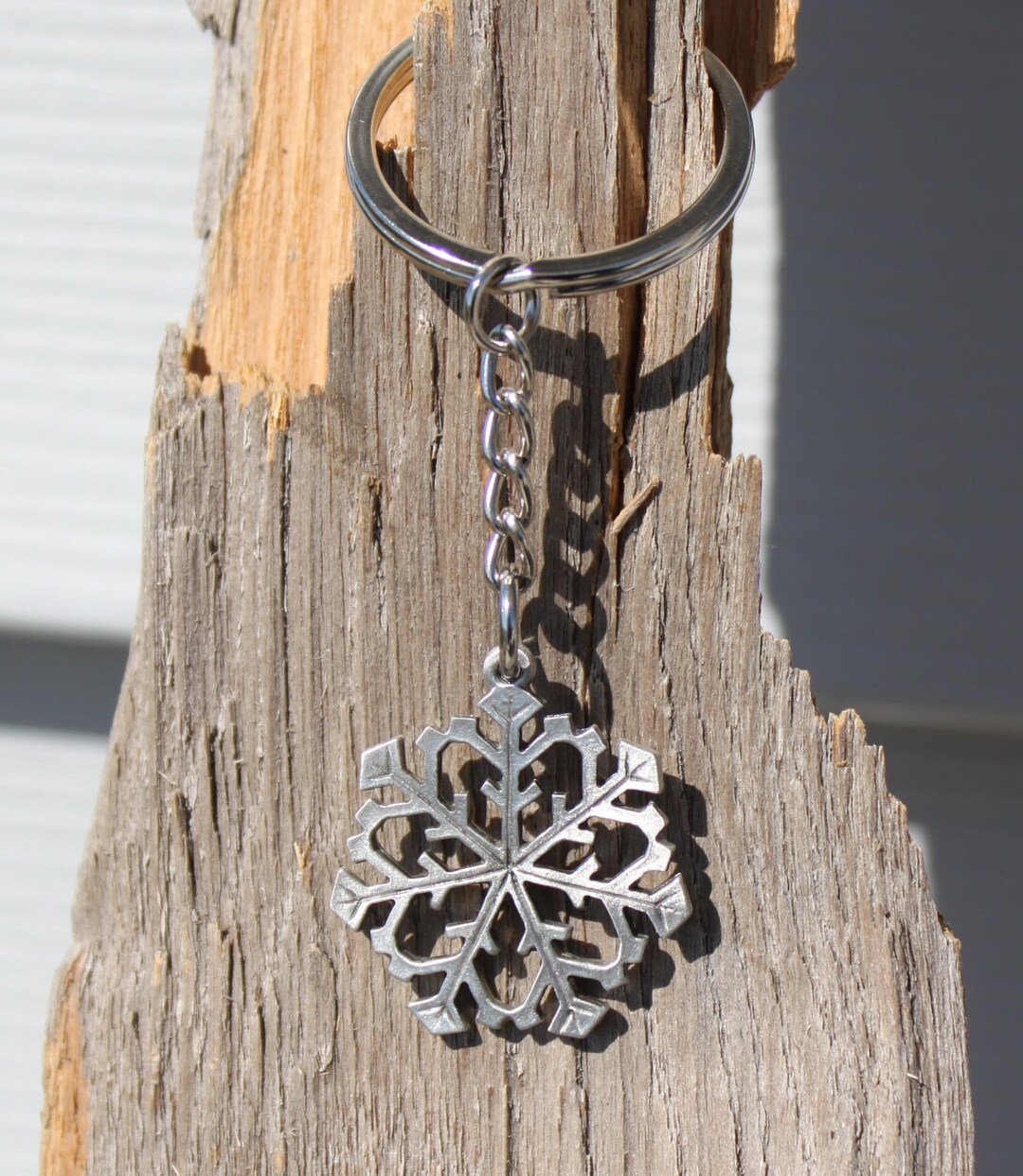 Lead Free Pewter Snowflake Keychain Snow Flake Pendant Key Ring Pendant ...