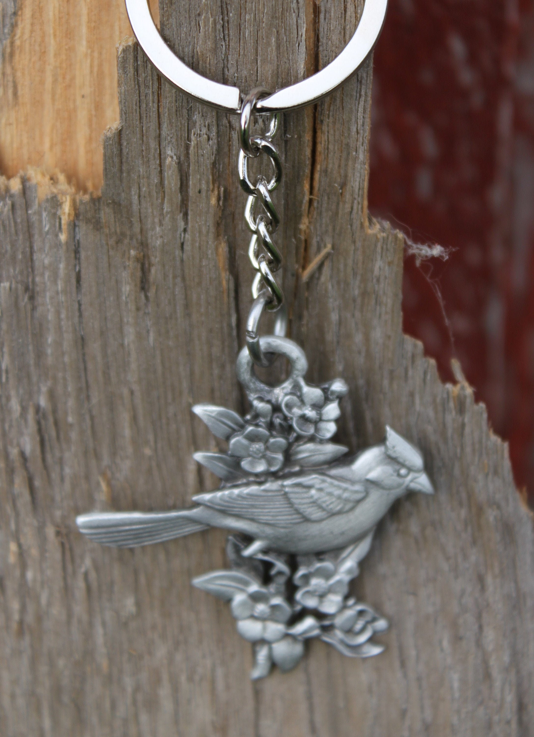 Lead Free Pewter Cardinal Keychain Fine Pewter Bird Key Chain | Etsy