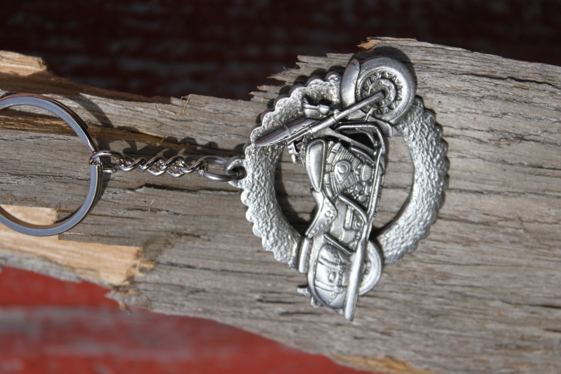 Lead Free Pewter Motorcycle Keychain fine pewter key chain | Etsy
