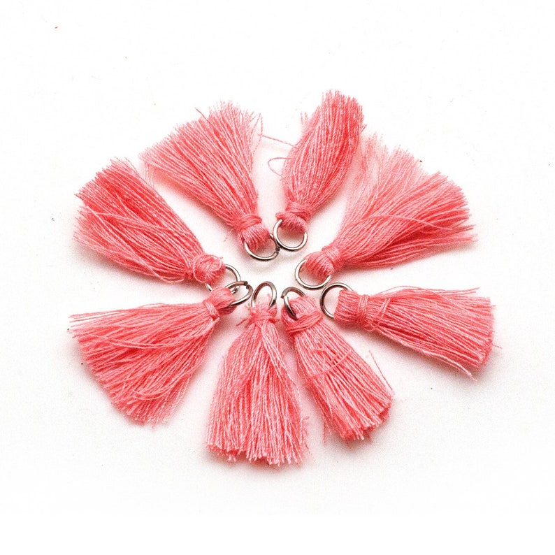 Pink Cotton Tassels With Jump Rings, 10pcs Tassels 25mm, DIY Craft ...