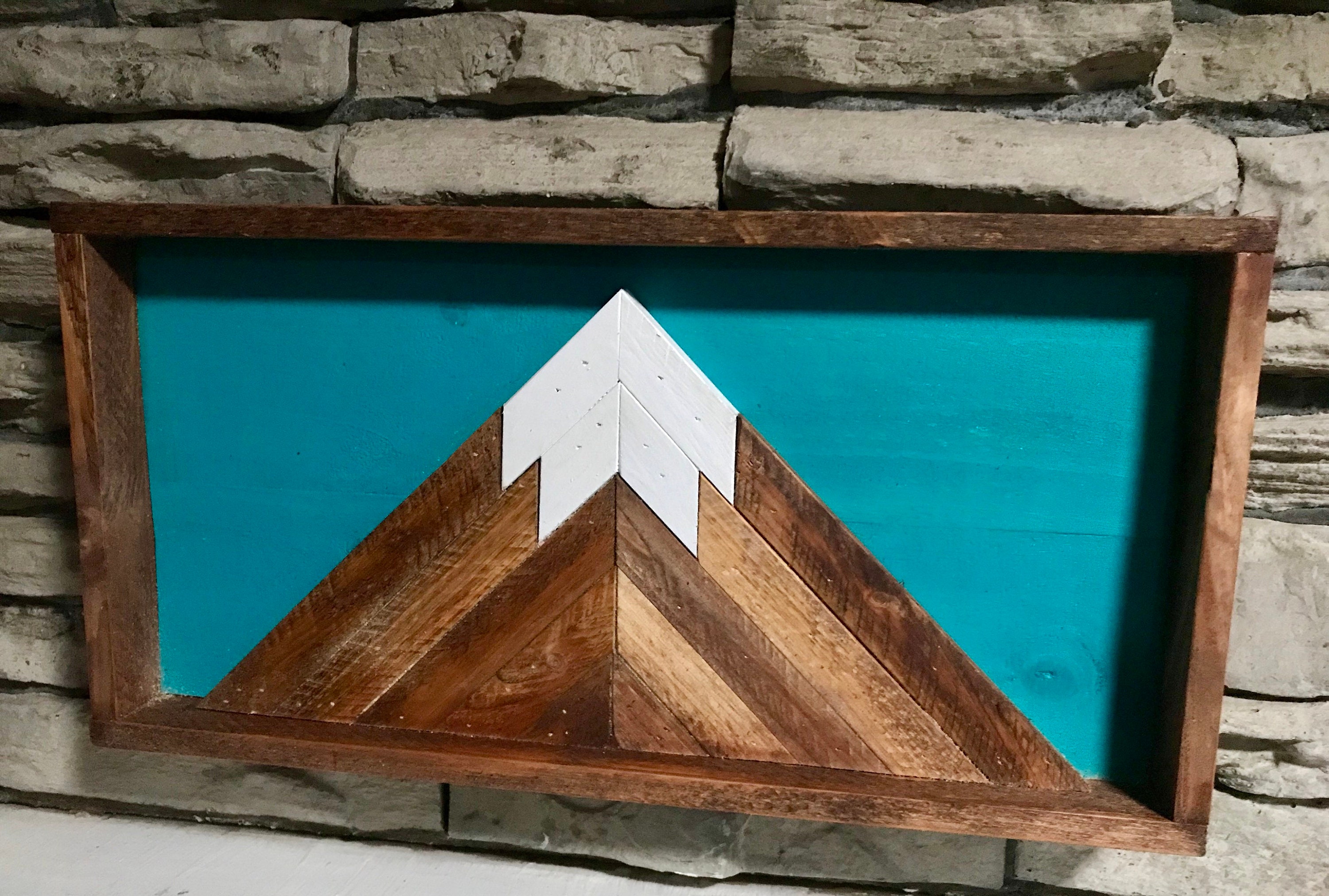 Mountain wood art sculpture scene 3D wall art reclaimed | Etsy