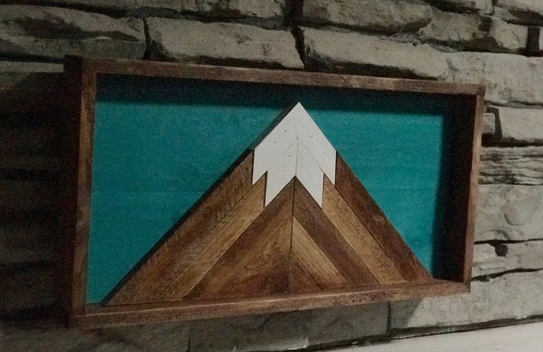 Mountain wood art sculpture scene 3D wall art reclaimed | Etsy