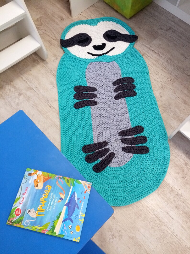 Sloth crochet rug for nursery kids area mat floor decor by | Etsy