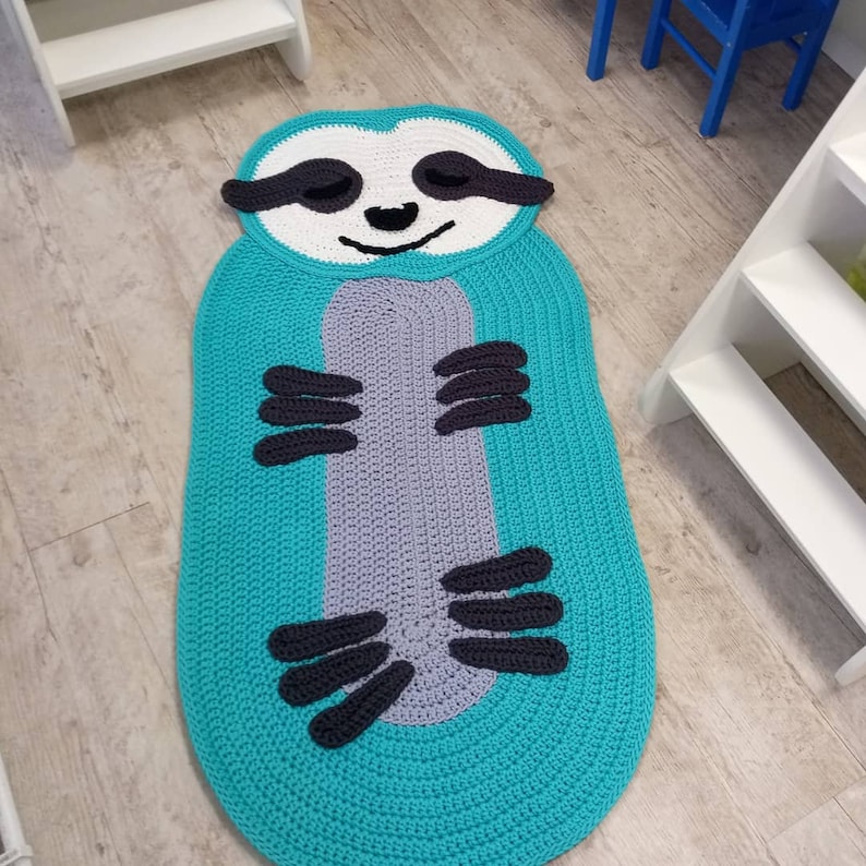 Sloth crochet rug for nursery kids area mat floor decor by | Etsy