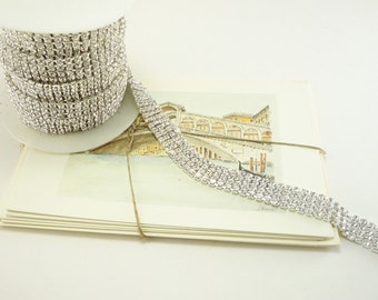 4 Row Silver Rhinestone Trim Wedding Trim Crystal Applique | Etsy