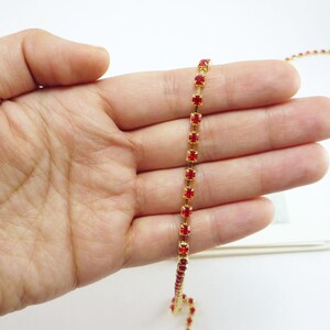 Gold Rhinestone Chain, Red Siam Crystal, (4mm / 1 Foot Qty) - Etsy