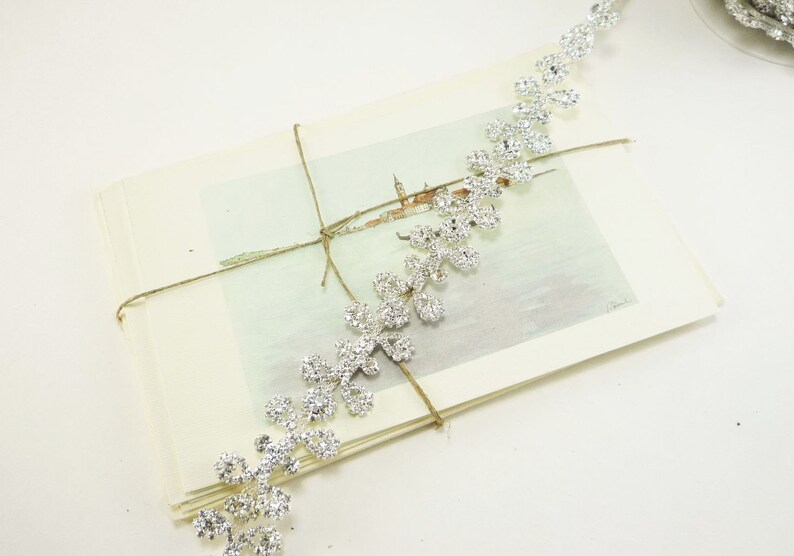 Silver Rhinestone Floral Leaf Trim Rhinestone Trim | Etsy