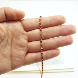 Gold Rhinestone Chain, Red Siam Crystal Cup Chain, (3mm / 1 Foot Qty ...