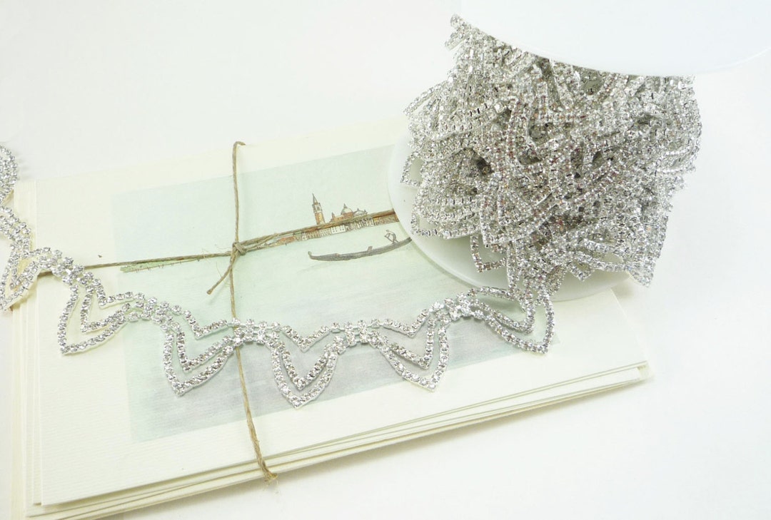 Silver Rhinestone Garland Trim, Rhinestone Chain, Rhinestone Trim ...