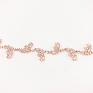 Rose Gold Rhinestone Leaf Trim, Rhinestone Chain, Clear Crystal Trim ...