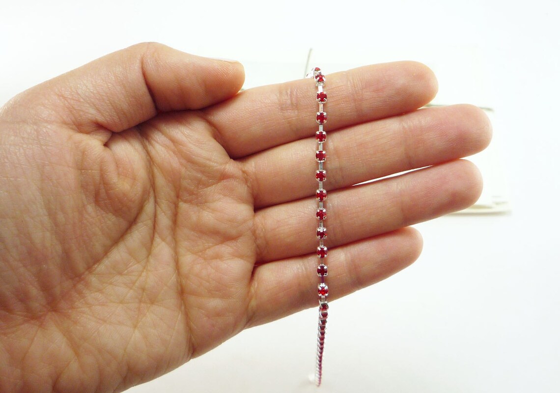 Silver Rhinestone Chain Red Siam Crystal 3mm / 1 Foot Qty - Etsy