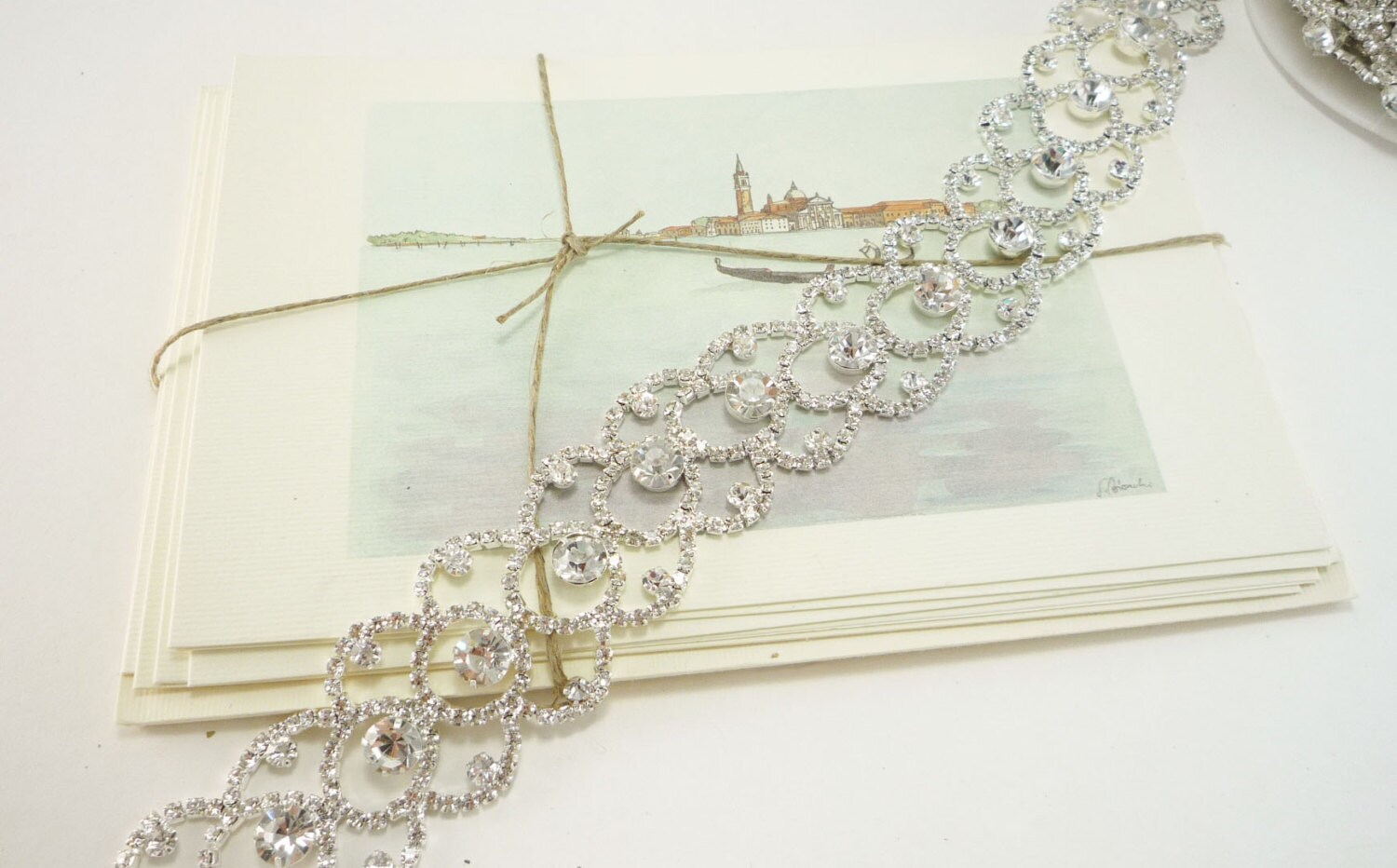 Silver Rhinestone Scallop Border Rhinestone Chain Rhinestone | Etsy