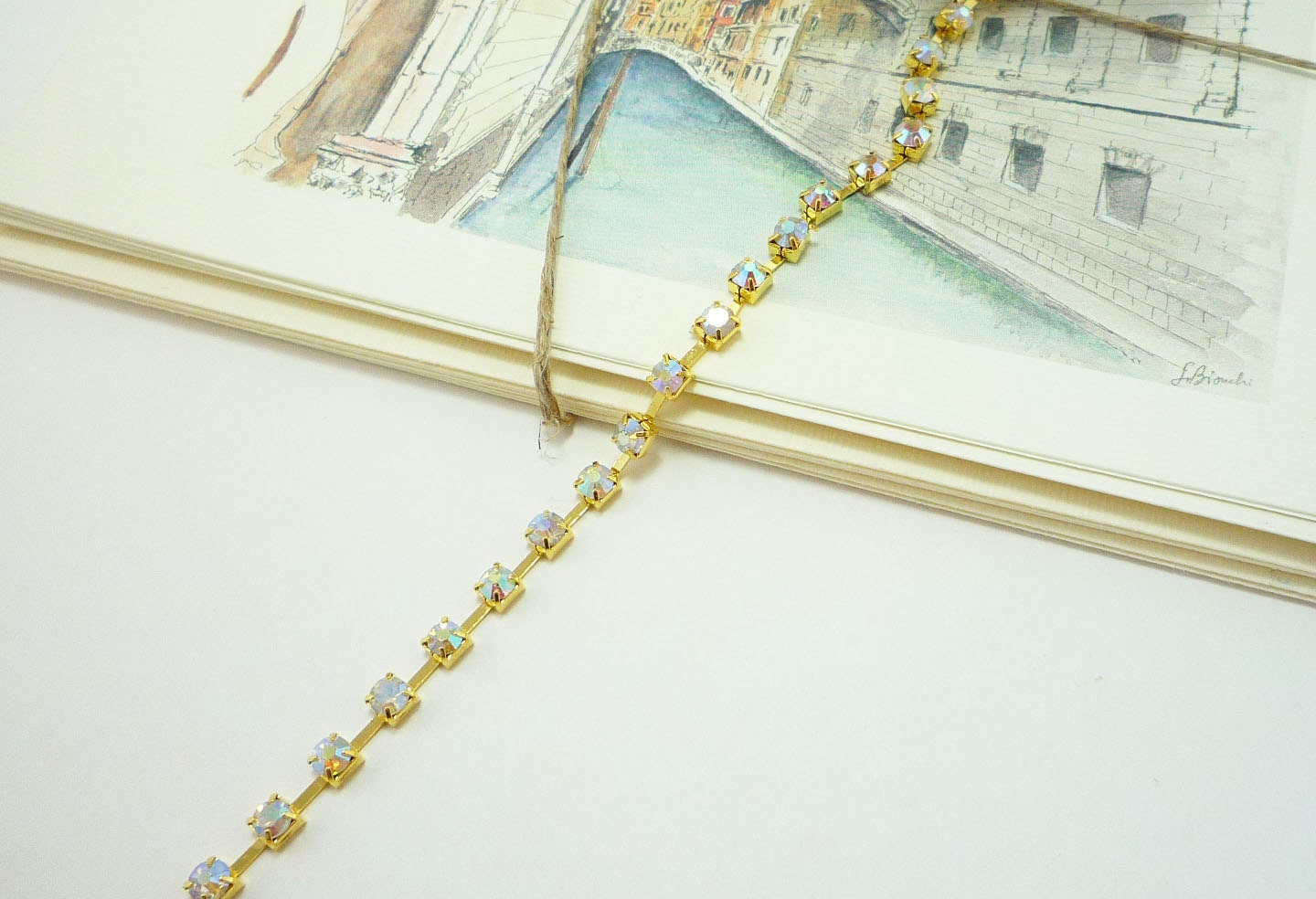 Gold Rhinestone Chain AB Crystal trim cup chain 4mm / 1 | Etsy