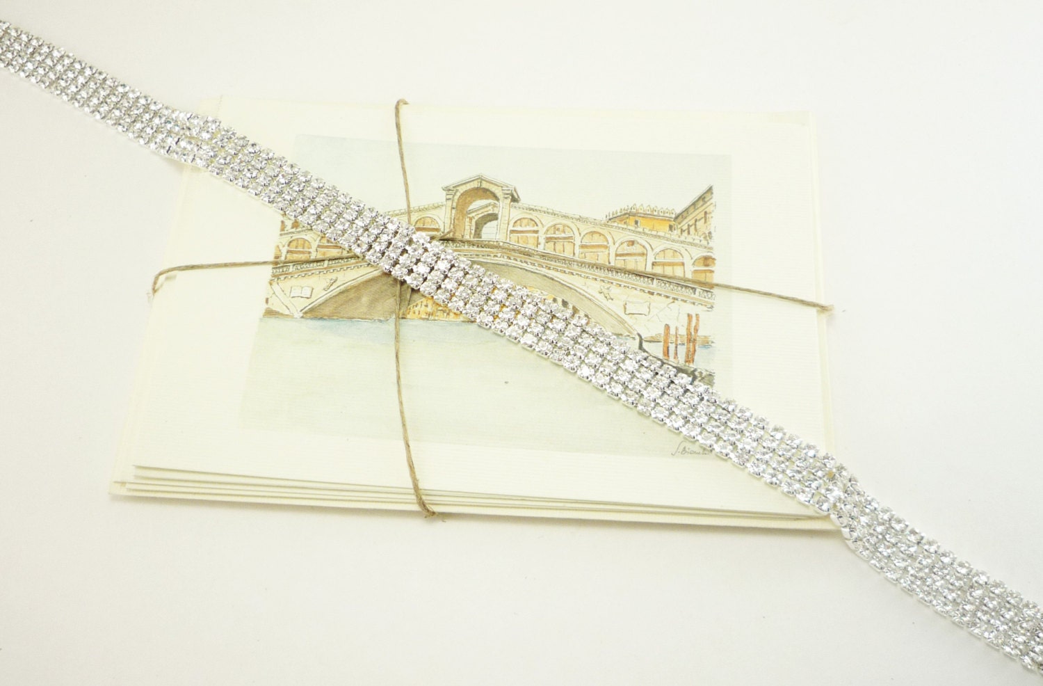 4 Row Silver Rhinestone Trim Wedding Trim Crystal Applique - Etsy