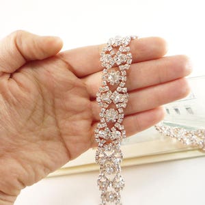 Rose Gold Rhinestone Luxury Border Trim, Clear Crystal Trim, Wedding ...
