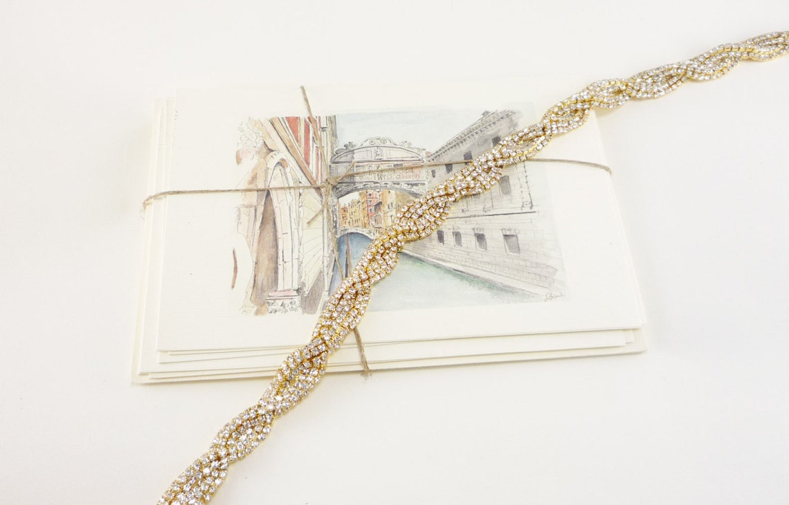 Gold Rhinestone Twisted Rope Trim Rhinestone Chain Clear | Etsy