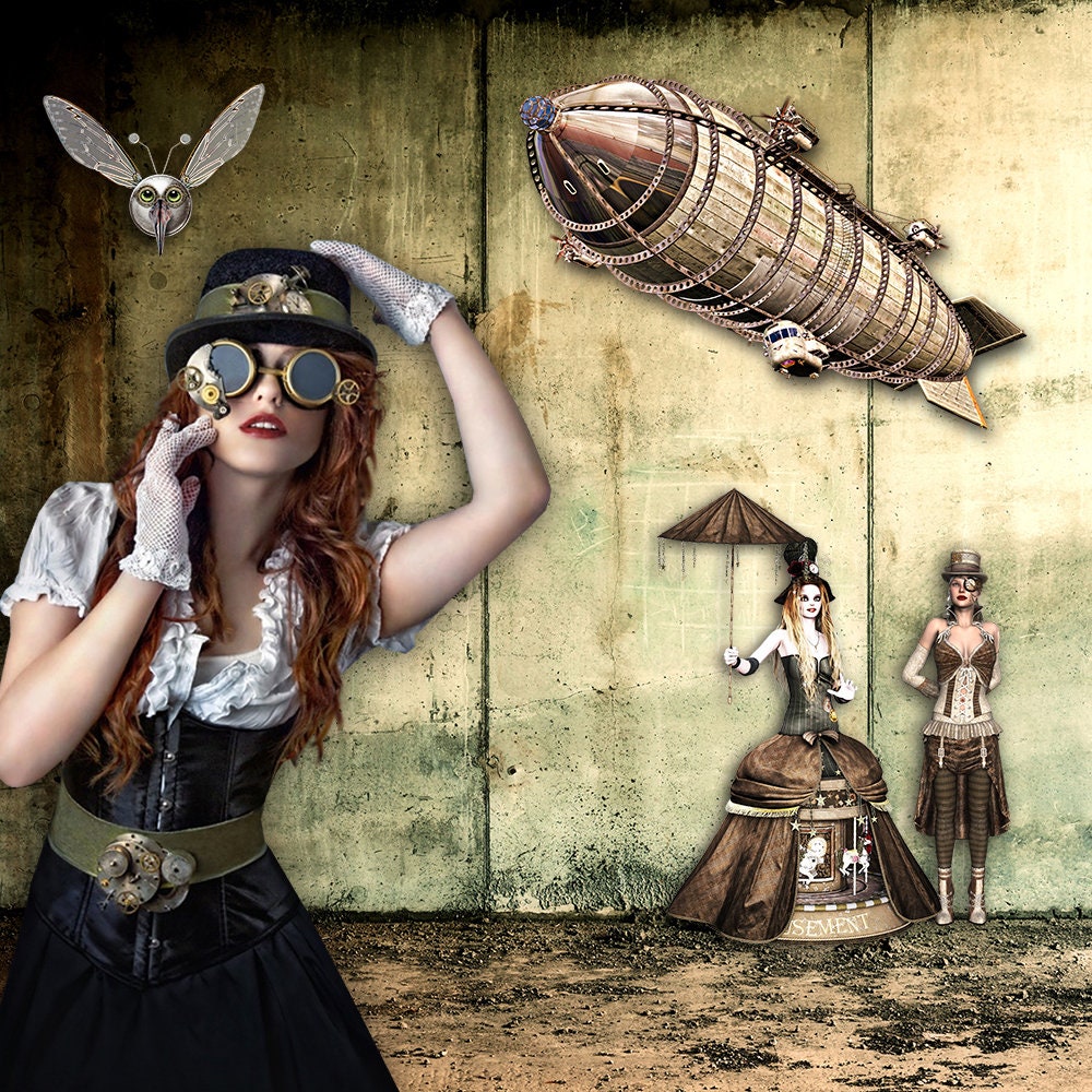 Scrapbooking Papercraft Digital kit STEAMPUNK fantasy scientifc fiction ...