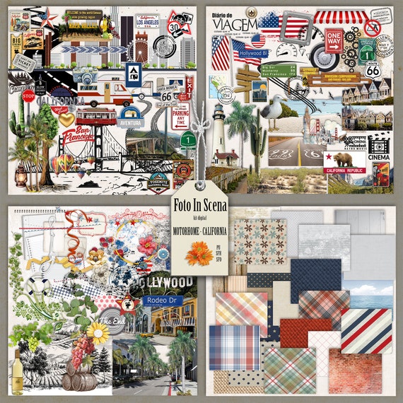 Papercraft Digital kit MOTORHOME CALIFORNIA Scrapbooking Paper, Party ...