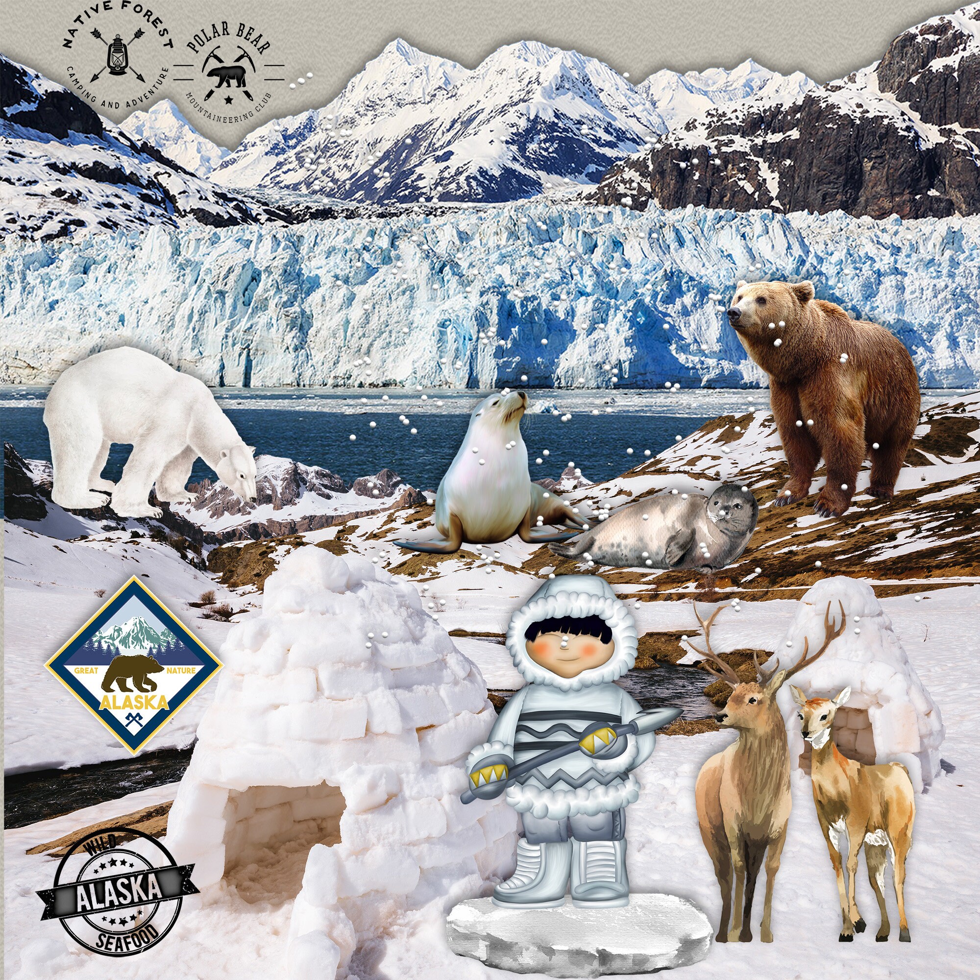 Digital Kit ALASKA, Eskimo, Igloo, Winter - Etsy