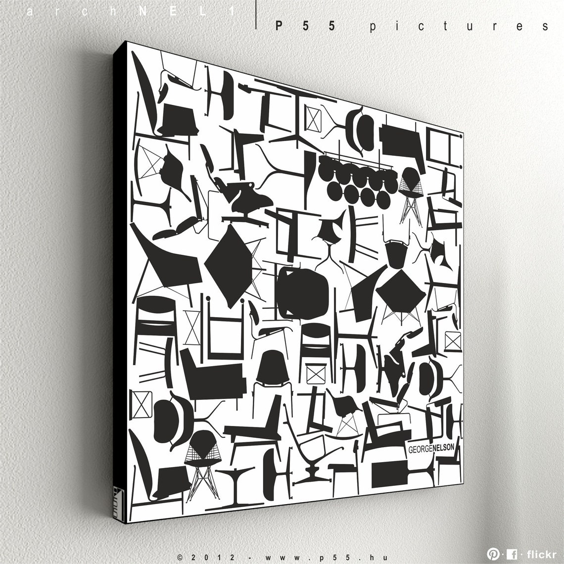 George Nelson No.1 Acryl & Vinyl Artwork 55 X 55 Cm - Etsy