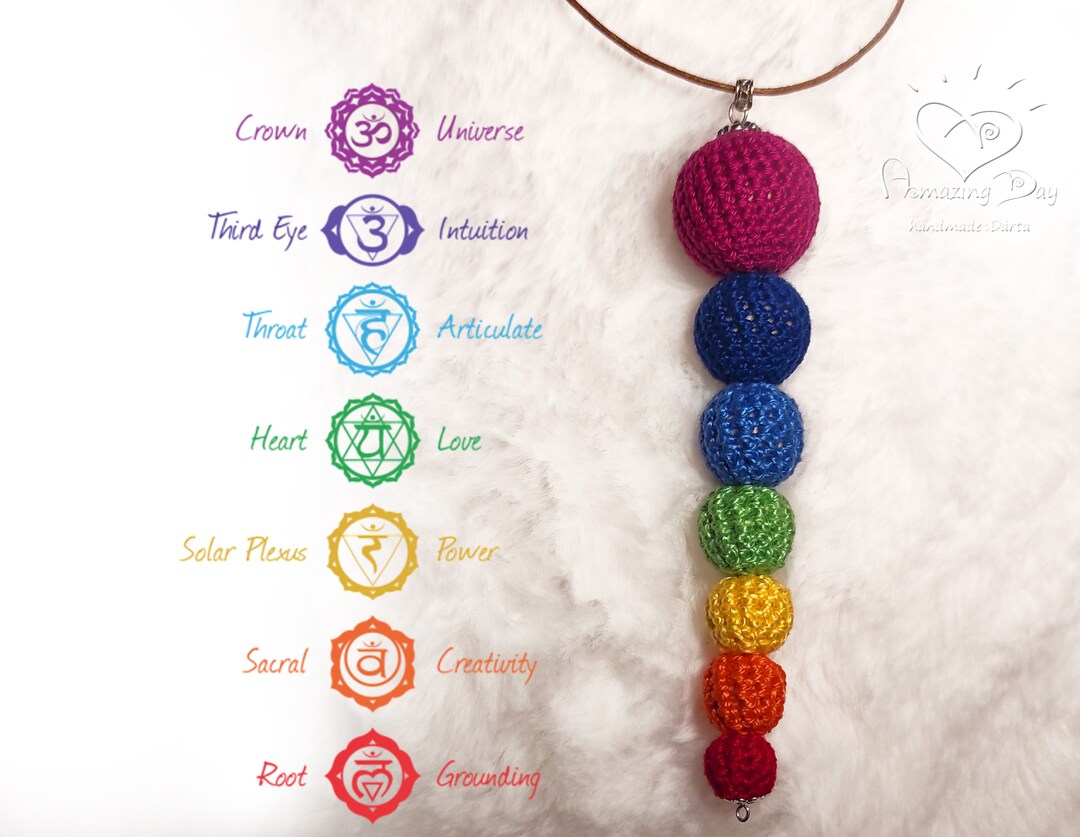 Crochet Chakra Necklace: Rainbow Meditation Yoga Jewelry - Etsy