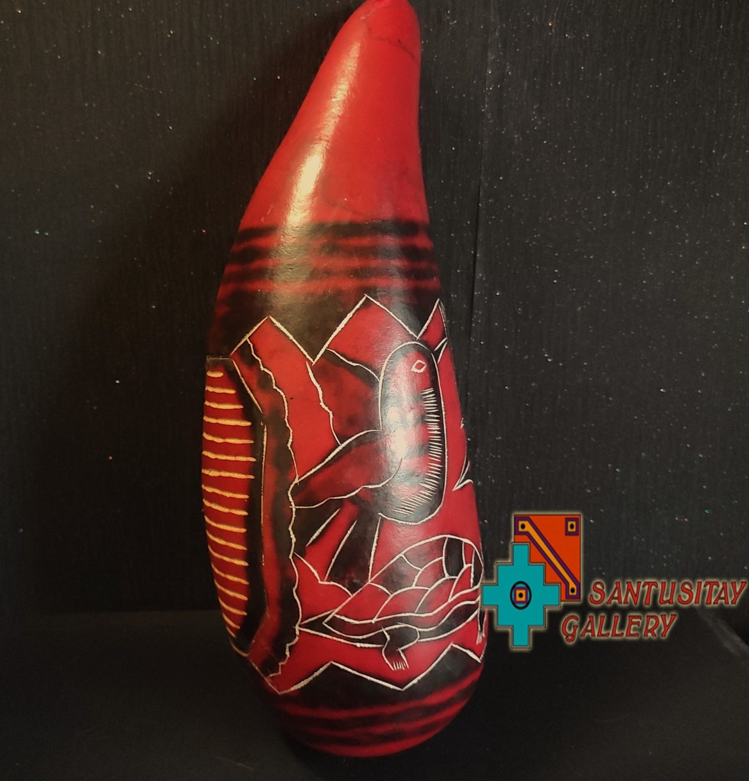 South American Carved Instrument Guiro Peruvian Folk Art Hand Carved ...