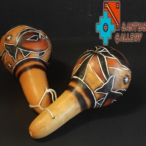 South American Carved Instrument Maracas Rattles Peruvian Folk Art Hand ...