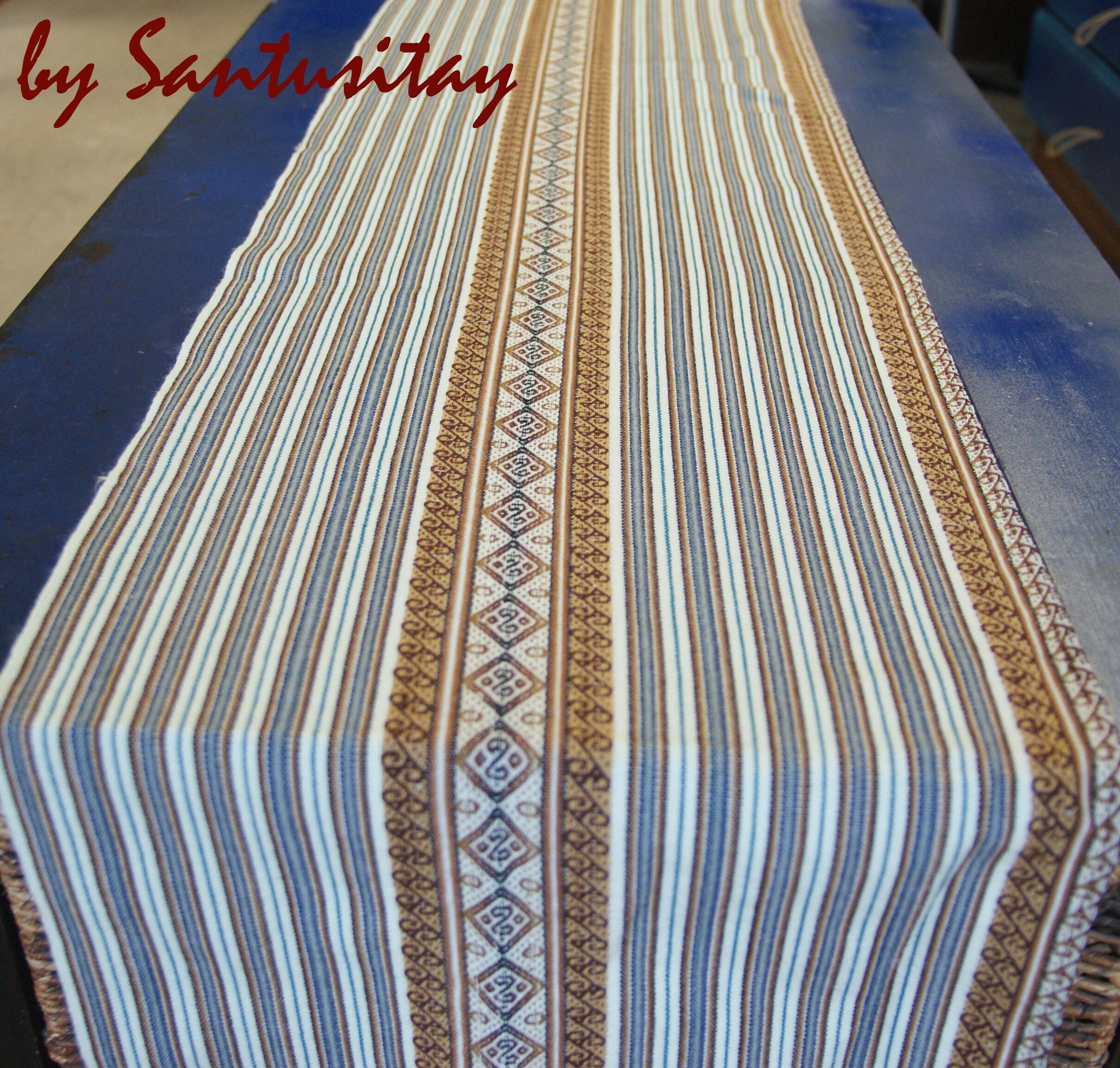 South American Ethnic Table Runner 240x32 cm Brown Blue Red | Etsy