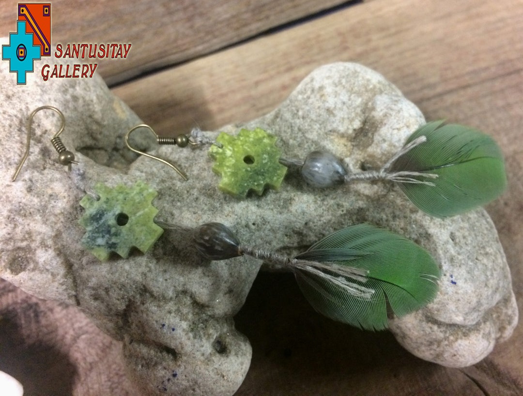 Soap Stone Chacana Andean Cross Inca Cross Earrings Hand Made Tribal ...