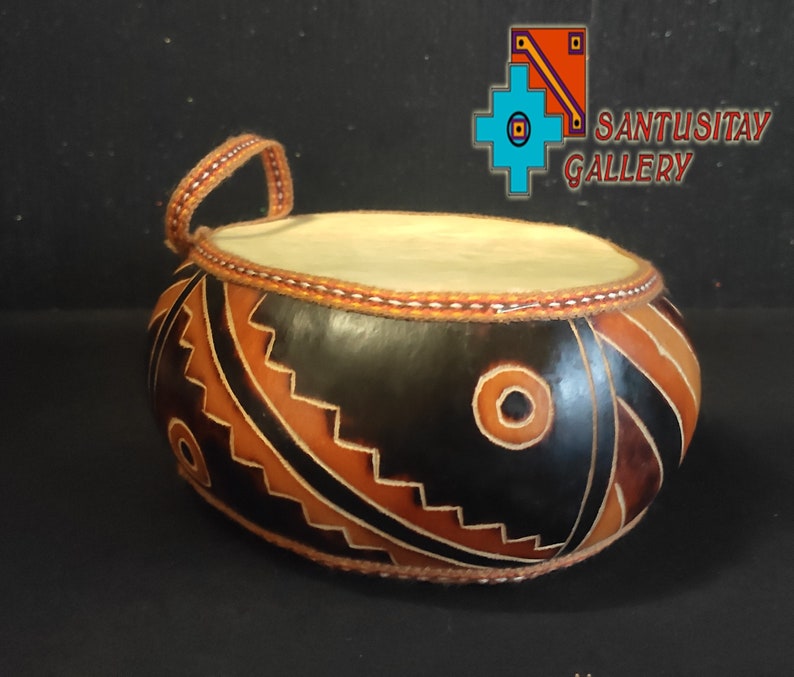 South American Carved in Calabash Drum Instrument Peruvian - Etsy