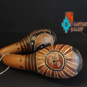 South American Carved Instrument Maracas Rattles Peruvian Folk Art Hand ...