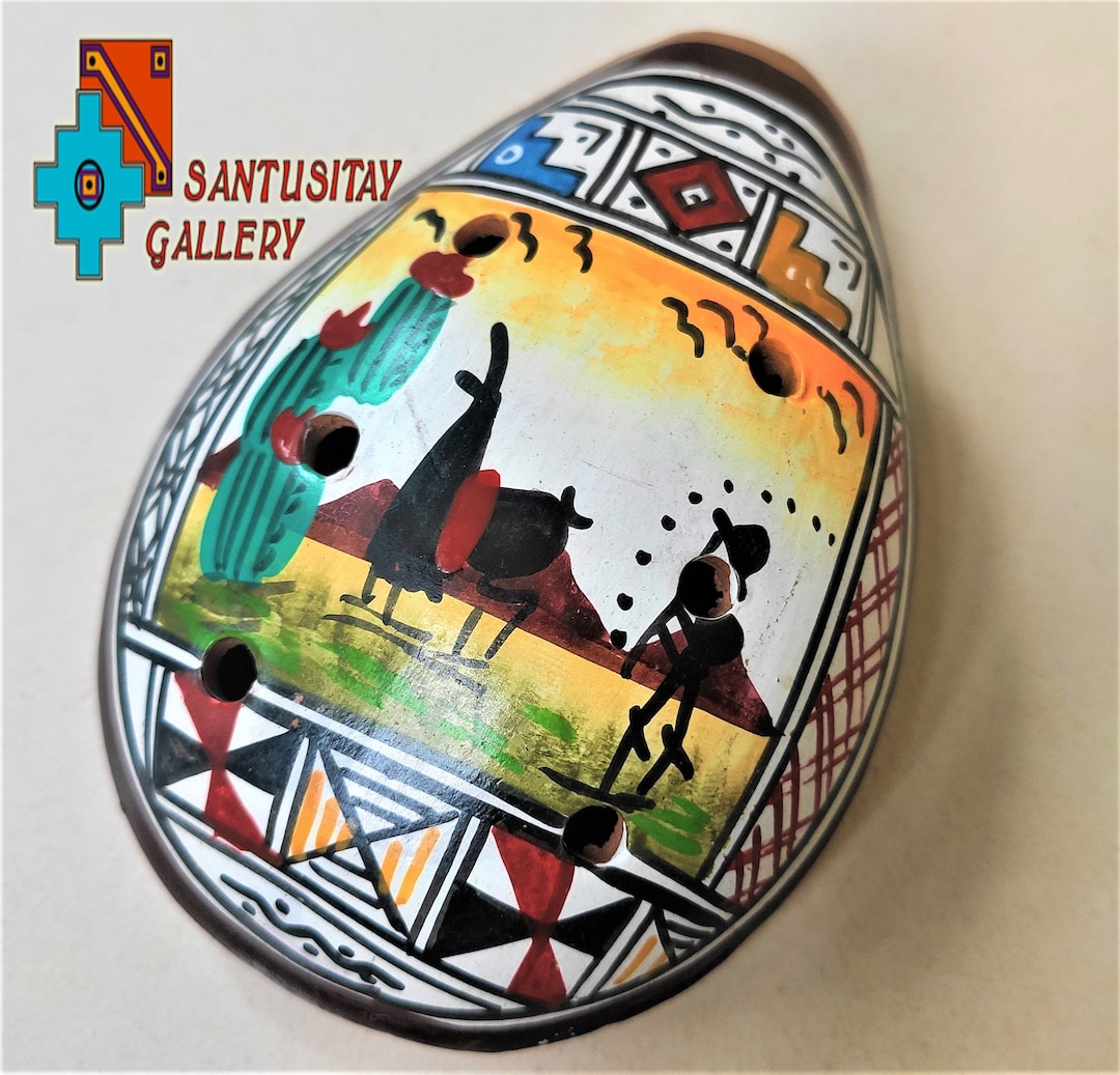 South American Carved Painted Ocarinas Peruvian Folk Art Hand Made ...