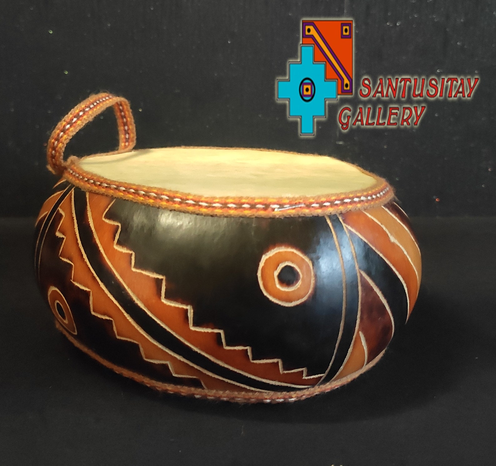 South American Carved in Calabash Drum Instrument Peruvian - Etsy