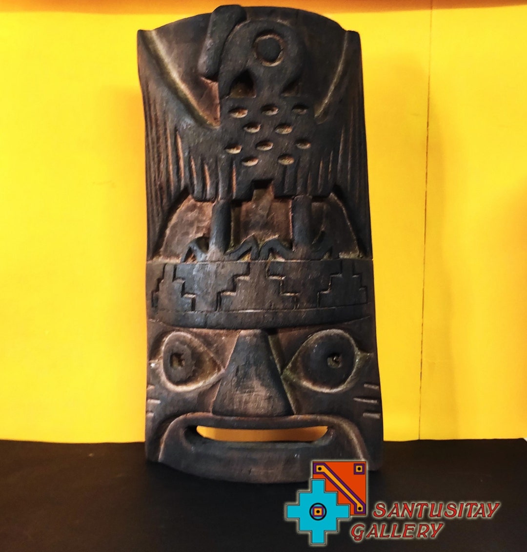 Chonta Wood Inca 's Statue Mask Sculpture With Powerful Condor - Etsy