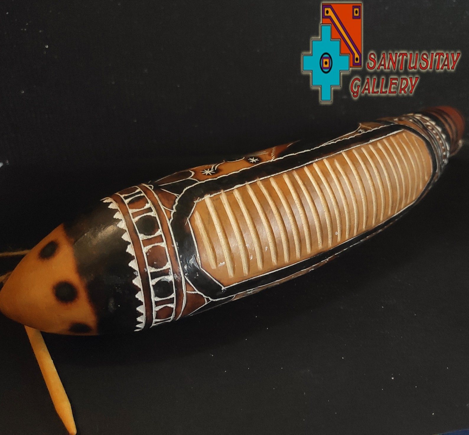 South American Carved Instrument Guiro Peruvian Folk Art Hand Carved ...
