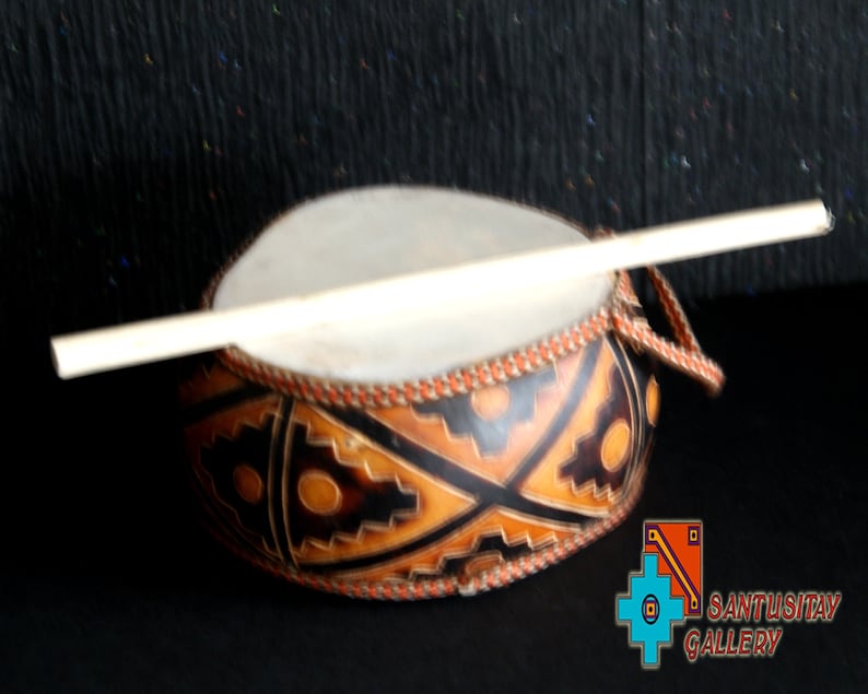 South American Carved in Calabash Drum Instrument Peruvian - Etsy