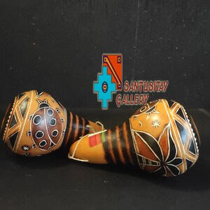 South American Carved Instrument Maracas Rattles Peruvian Folk Art Hand ...