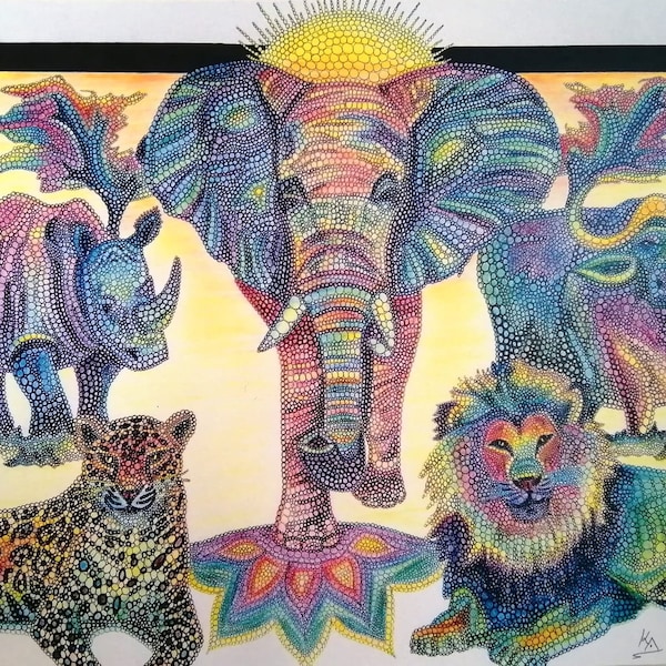 Big Five Africa Art - Etsy
