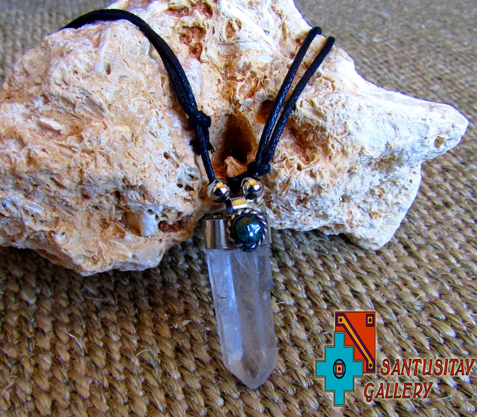 Quartz Crystal Mountain Stone Healing Pendant Hand Crafted Natural ...