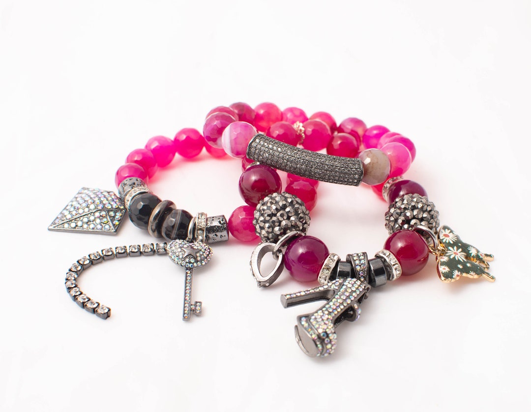 Love Her Style Beaded Charm Stack for Her, Oversized Bead and Charm ...