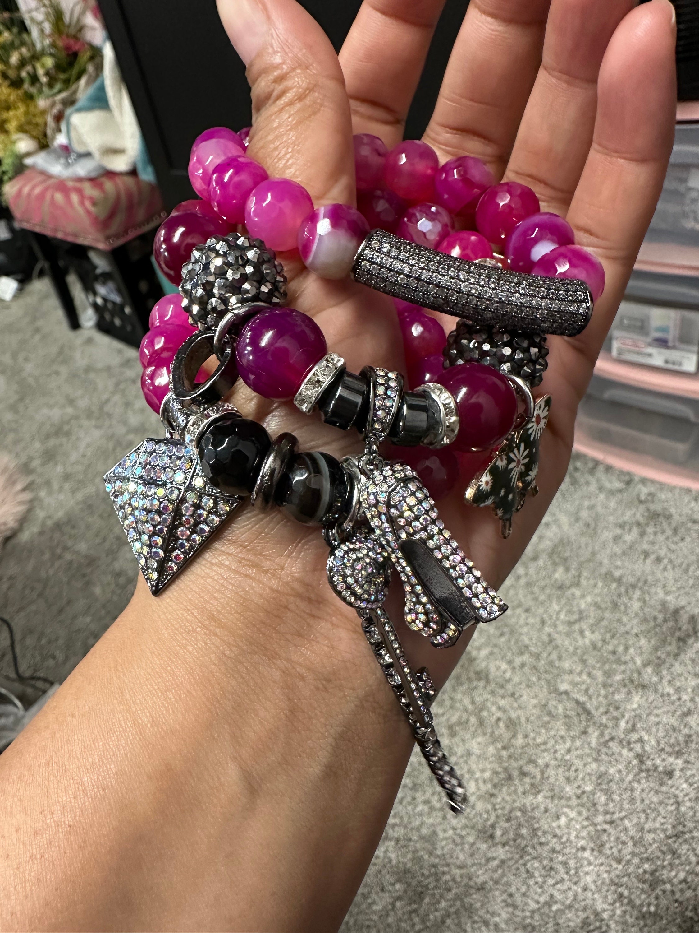 Love Her Style Beaded Charm Stack for Her Oversized Bead and - Etsy