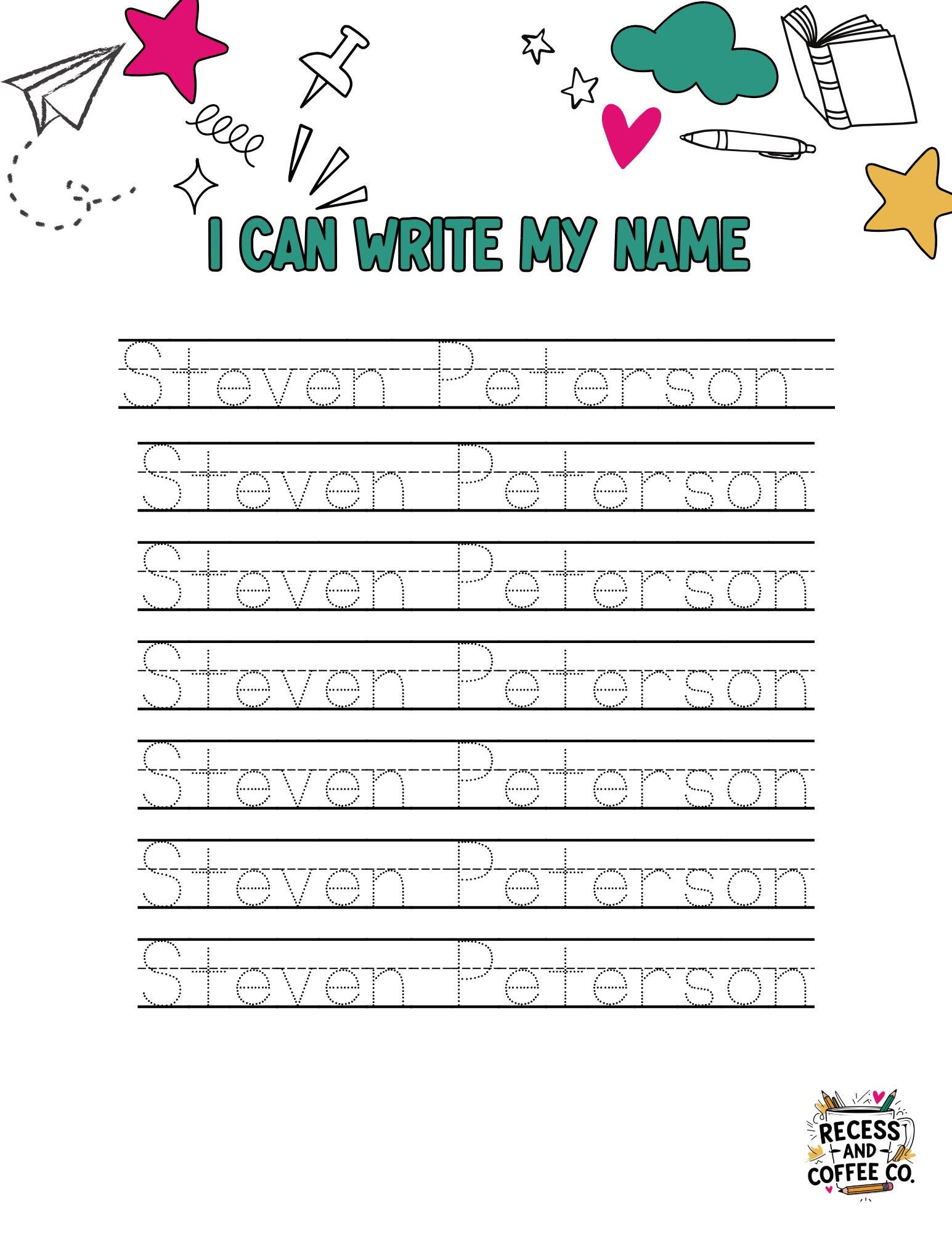 Editable “I Can Write My Name” Worksheet | Preschool & Kindergarten ...