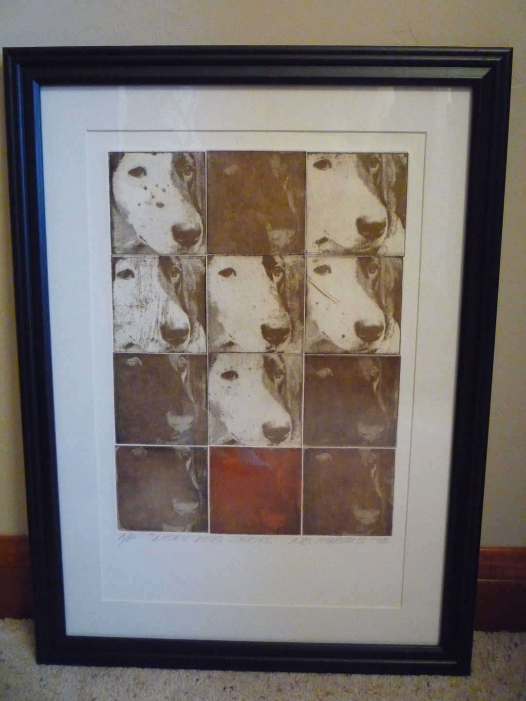 Dog Lithograph Print "nosy Dog Series" Vintage Signed & Dated Artist's ...