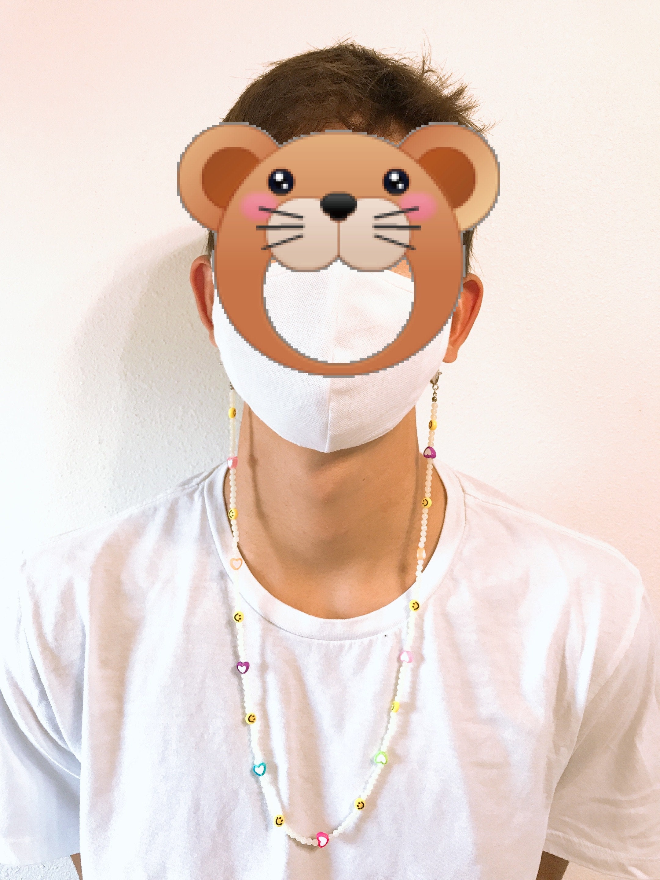 Smiley Face Heartglow in the Dark Mask Strapluminous Beads - Etsy